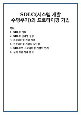 SDLC(시스템 개발 수명주기)와 프로타이핑 기법-1페이지