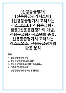 [신용등급평가][신용등급평가시스템][신용등급평가시 고려하는 리스크요소][신용등급평가 활용]신용등급평가의 개념, 신용등급평가시스템의 종류, 신용등급평가시 고려하는 리스크요소, 신용등급평가의 활용 분석-1페이지