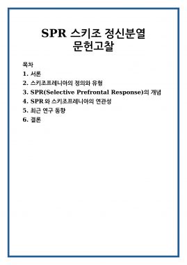 SPR 스키조 정신분열 문헌고찰-1페이지