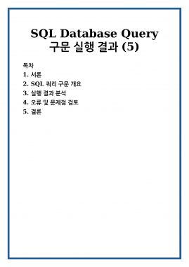 SQL Database Query 구문 실행 결과 (5)-1페이지