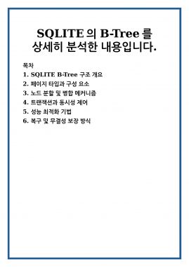 SQLITE의 B-Tree를 상세히 분석한 내용입니다.-1페이지