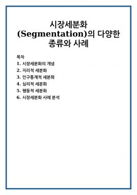 시장세분화(Segmentation)의 다양한 종류와 사례-1페이지