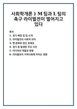 사회학개론 ) M팀과 L팀의 축구 라이벌전이 벌어지고 있다-1페이지