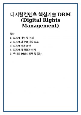 디지털컨텐츠 핵심기술 DRM (Digital Rights Management)-1페이지