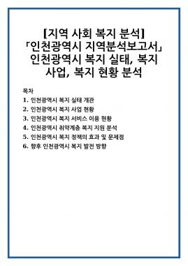 [지역 사회 복지 분석] 「인천광역시 지역분석보고서」 인천광역시 복지 실태, 복지 사업, 복지 현황 분석-1페이지
