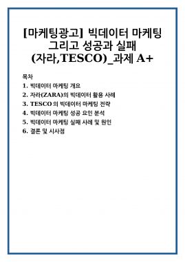 [마케팅광고] 빅데이터 마케팅 그리고 성공과 실패(자라,TESCO)_과제-1페이지