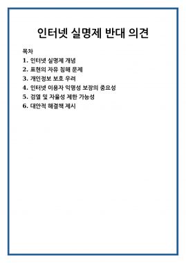 인터넷 실명제 반대 의견-1페이지