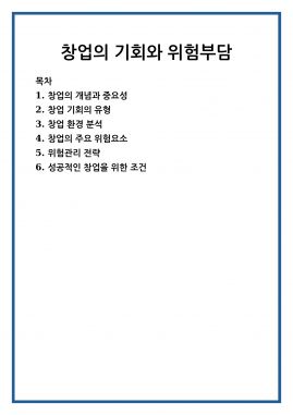 창업의 기회와 위험부담-1페이지