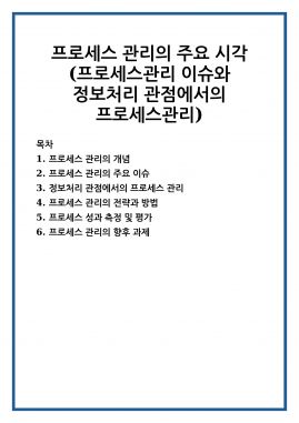 프로세스 관리의 주요 시각(프로세스관리 이슈와 정보처리 관점에서의 프로세스관리)-1페이지