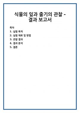 식물의 잎과 줄기의 관찰 - 결과 보고서-1페이지