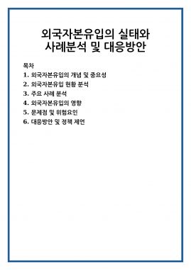 외국자본유입의 실태와 사례분석 및 대응방안-1페이지