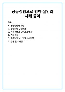 공동정범으로 범한 살인죄 사례 풀이-1페이지