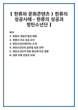 [ 한류와 문화콘텐츠 ) 한류의 성공사례 - 한류의 성공과 방탄소년단 ]-1페이지