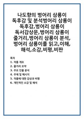 나도향의 벙어리 삼룡이 독후감 및 분석벙어리 삼룡이 독후감,벙어리 삼룡이 독서감상문,벙어리 삼룡이 줄거리,벙어리 삼룡이 분석,벙어리 삼룡이를 읽고,이해,해석,소감,비평,비판-1페이지
