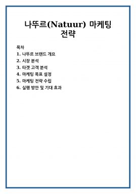 나뚜르(Natuur) 마케팅 전략-1페이지