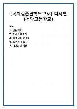 [목회실습견학보고서] 다세연(청담고등학교)-1페이지
