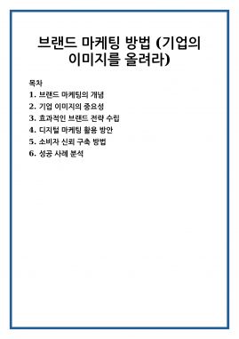 브랜드 마케팅 방법 (기업의 이미지를 올려라)-1페이지