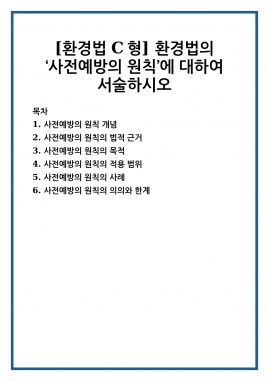 [환경법 C형] 환경법의 ‘사전예방의 원칙’에 대하여 서술하시오-1페이지