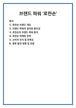 브랜드 파워 ‘로만손’-1페이지