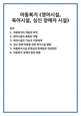 아동복지 (영아시설, 육아시설, 심신 장애자 시설)-1페이지