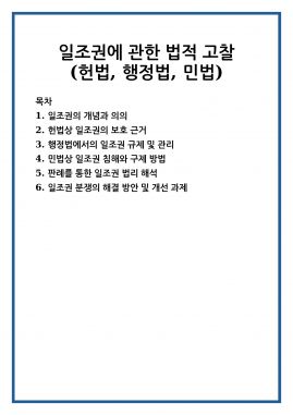 일조권에 관한 법적 고찰(헌법, 행정법, 민법)-1페이지