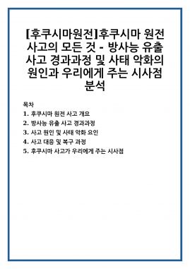 [후쿠시마원전]후쿠시마 원전 사고의 모든 것 - 방사능 유출 사고 경과과정 및 사태 악화의 원인과 우리에게 주는 시사점 분석-1페이지