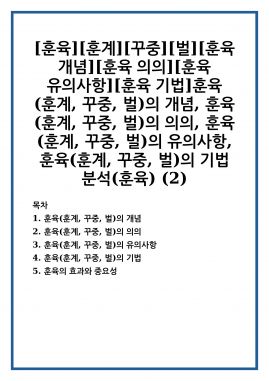 [훈육][훈계][꾸중][벌][훈육 개념][훈육 의의][훈육 유의사항][훈육 기법]훈육(훈계, 꾸중, 벌)의 개념, 훈육(훈계, 꾸중, 벌)의 의의, 훈육(훈계, 꾸중, 벌)의 유의사항, 훈육(훈계, 꾸중, 벌)의 기법 분석(훈육) (2)-1페이지