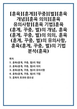 [훈육][훈계][꾸중][벌][훈육 개념][훈육 의의][훈육 유의사항][훈육 기법]훈육(훈계, 꾸중, 벌)의 개념, 훈육(훈계, 꾸중, 벌)의 의의, 훈육(훈계, 꾸중, 벌)의 유의사항, 훈육(훈계, 꾸중, 벌)의 기법 분석(훈육)-1페이지