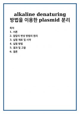 alkaline denaturing 방법을 이용한 plasmid 분리-1페이지