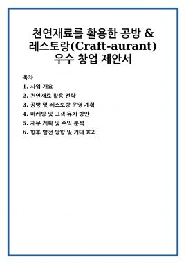 천연재료를 활용한 공방 & 레스토랑(Craft-aurant) 우수 창업 제안서-1페이지