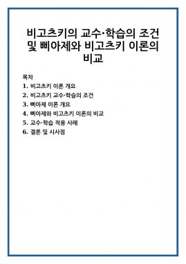 비고츠키의 교수·학습의 조건 및 삐아제와 비고츠키 이론의 비교-1페이지