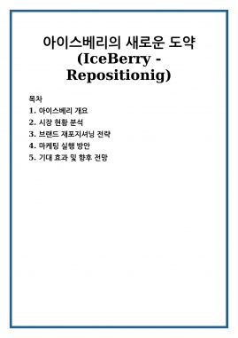 아이스베리의 새로운 도약(IceBerry - Repositionig)-1페이지