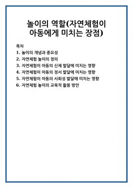 놀이의 역할(자연체험이 아동에게 미치는 장점)-1페이지