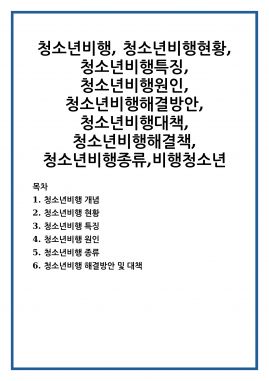 청소년비행, 청소년비행현황, 청소년비행특징, 청소년비행원인,청소년비행해결방안,청소년비행대책,청소년비행해결책,청소년비행종류,비행청소년-1페이지