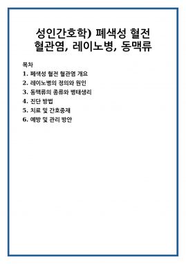 성인간호학) 폐색성 혈전 혈관염, 레이노병, 동맥류-1페이지