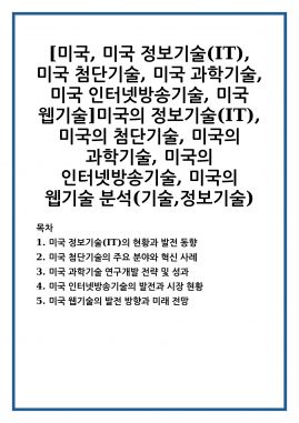 [미국, 미국 정보기술(IT), 미국 첨단기술, 미국 과학기술, 미국 인터넷방송기술, 미국 웹기술]미국의 정보기술(IT), 미국의 첨단기술, 미국의 과학기술, 미국의 인터넷방송기술, 미국의 웹기술 분석(기술,정보기술)-1페이지