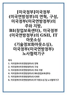 [미국정부]미국정부(미국연방정부)의 연혁, 구성, 미국정부(미국연방정부)의 주와 지방, BI(창업보육센터), 미국정부(미국연방정부)의 GSII, IT아웃소싱(기술정보화아웃소싱), 미국정부(미국연방정부) 노사협력기구-1페이지