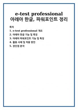 e-test professional 아레아 한글, 파워포인트 정리-1페이지