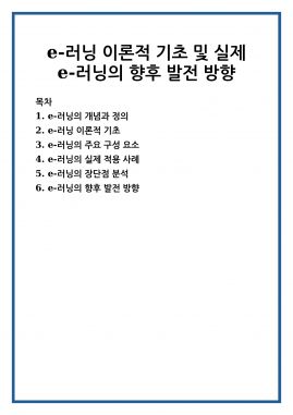 e-러닝 이론적 기초 및 실제 e-러닝의 향후 발전 방향-1페이지