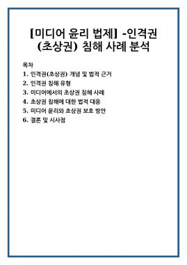 [미디어 윤리 법제] -인격권(초상권) 침해 사례 분석-1페이지