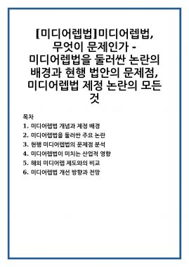[미디어렙법]미디어렙법, 무엇이 문제인가 - 미디어렙법을 둘러싼 논란의 배경과 현행 법안의 문제점, 미디어렙법 제정 논란의 모든 것-1페이지