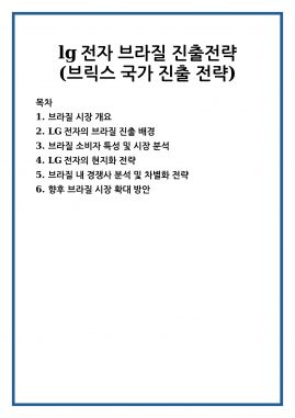 lg전자 브라질 진출전략 (브릭스 국가 진출 전략)-1페이지