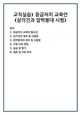 교직실습) 응급처치 교육안 (삼각건과 압박붕대 시범)-1페이지