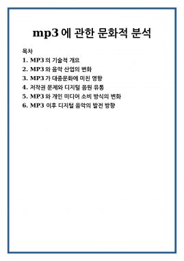 mp3에 관한 문화적 분석-1페이지