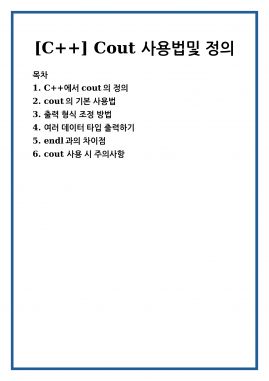[C++] Cout 사용법및 정의-1페이지