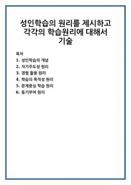성인학습의 원리를 제시하고 각각의 학습원리에 대해서 기술-1페이지