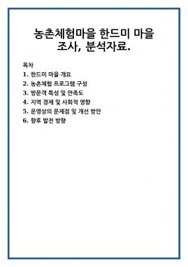 농촌체험마을 한드미 마을 조사, 분석자료.-1페이지