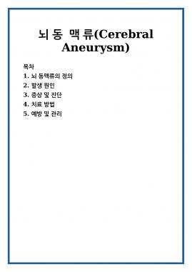 뇌 동  맥 류(Cerebral Aneurysm)-1페이지