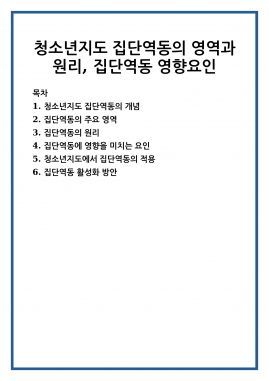 청소년지도 집단역동의 영역과 원리, 집단역동 영향요인-1페이지