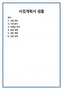 사업계획서 샘플-1페이지